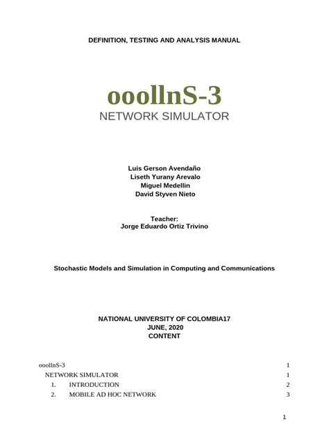Ns 3 Manual Of Definition Testing And Analysis Pdf Wireless Ad