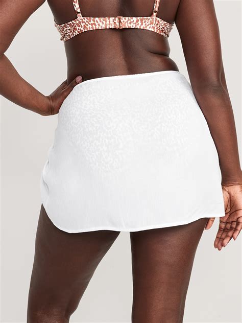 High Waisted Gauze Wrap Front Sarong Swim Skirt Old Navy