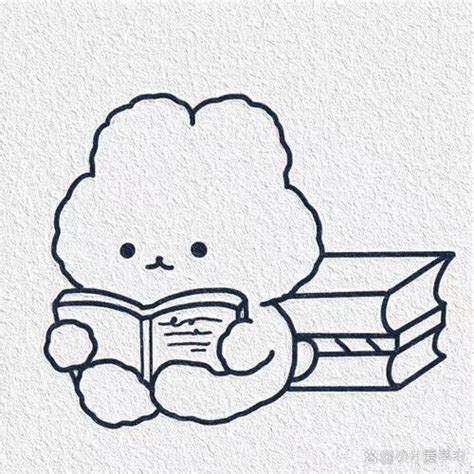 小兔子坐在书上看书简笔画（共13张） 简笔画图片大全