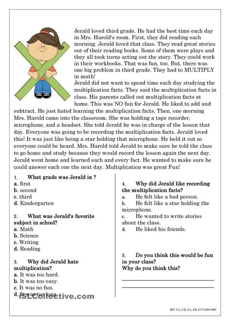 Reading Comprehension Test Grade 1