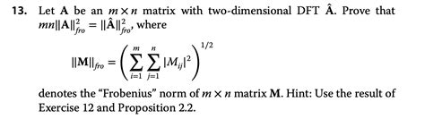 solved let a be an m×n matrix with two dimensional dft Â