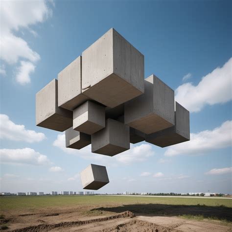 Skyward Floating Concrete Bunker Cube Stable Diffusion Online