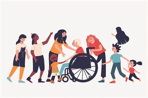 Un grupo diverso de personas que ayudan Ilustración dos Vector Premium