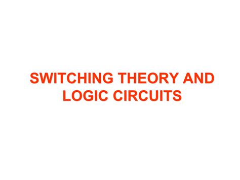 Switching Theory And Logic Circuits Docslib