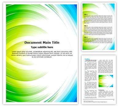 Blue With Green Abstract Microsoft Word Template For Your Word Document