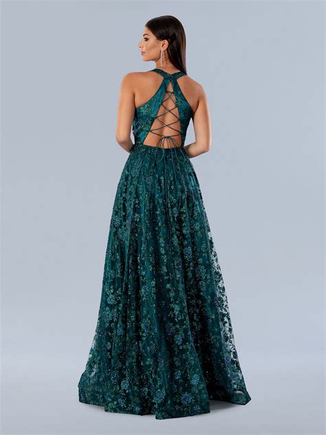 Green Stella Couture 24207 Floral Sequin Long Formal Prom Dress For