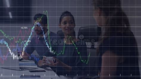 Animation Of Graph Processing Data Over Diverse Colleagues Talking At