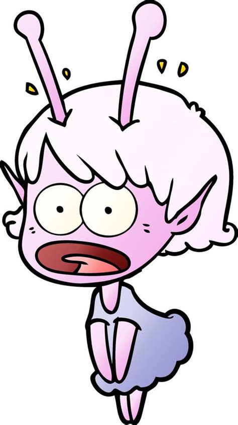 Cartoon Shocked Alien Girl 12544832 Vector Art At Vecteezy
