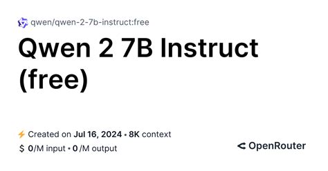 Qwen 2 7b Instruct Free Api Providers Stats Openrouter