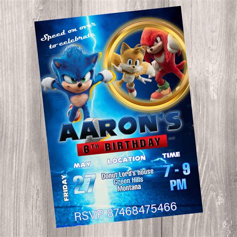 Invitacion de cumpleaños Sonic Etsy México