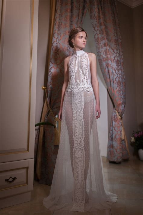 Long Sheer Bridal Nightgown With Lace F41 Nightie Bridal Etsy