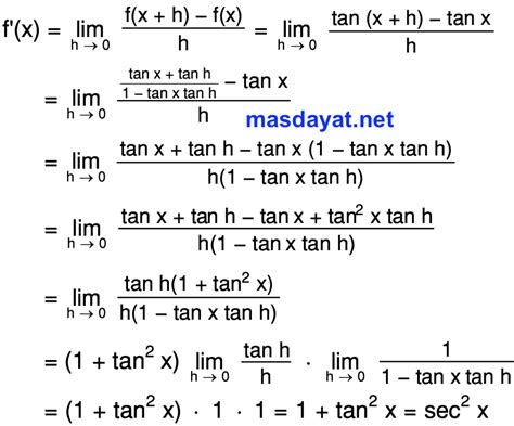 Fx Tan X Maka Fx Sec2 X Mas Dayat