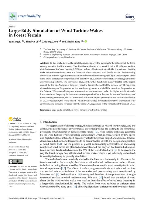 Pdf Large Eddy Simulation Of Wind Turbine Wakes In Forest Terrain