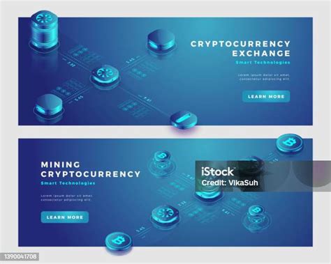 Menambang Template Spanduk Konsep Pertukaran Bitcoin Dan Cryptocurrency