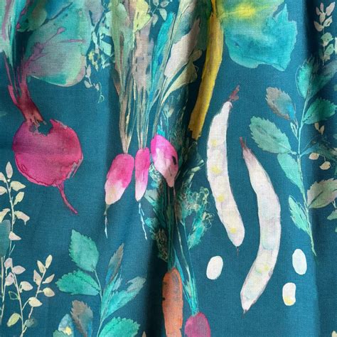 Vegetable Patch Chard Fabric Bluebellgray
