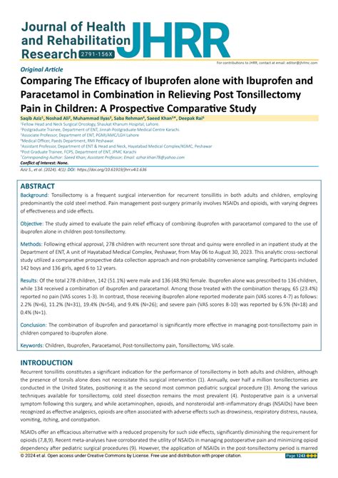 Pdf Comparing The Efficacy Of Ibuprofen Alone With Ibuprofen And Paracetamol In Combination In