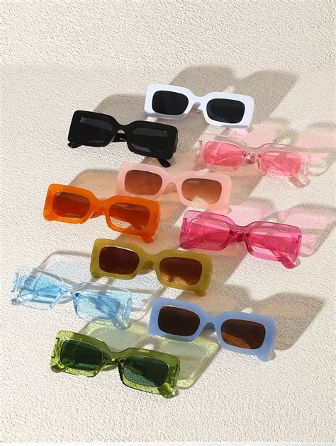 10pcs Plastic Frame Square Beach Sun Shades Sunglasses Multicolor Shein Uk