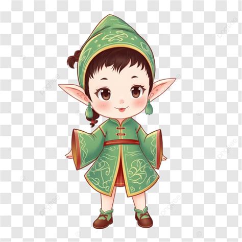 녹색 옷을 입은 작은 엘프 소녀는 귀여운 미소를 가지고 있습니다 칭이의 소녀 웃으며 친절함 귀여운 엘프 Png 일러스트 및 Psd 이미지 무료 다운로드 Pngtree