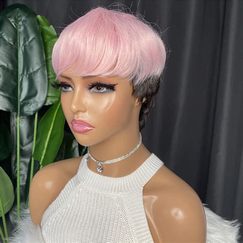 Pixie Cut Wig For Women Short Layered Straight Wig With Bangs Synthetic Wig Daily Party Use