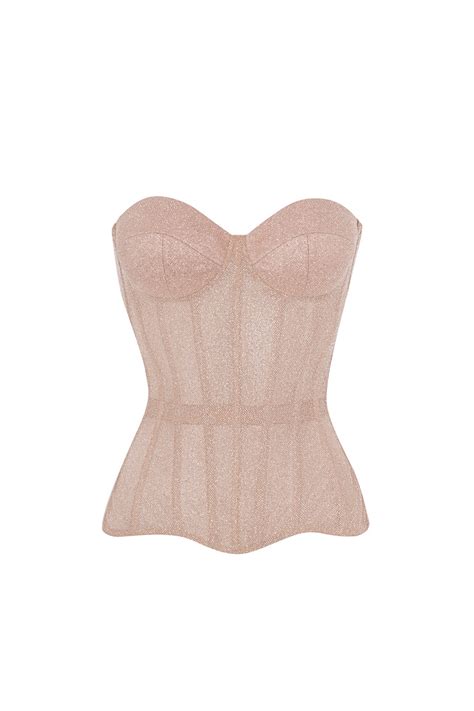 Shiny Beige Corset With Cups Statnaia