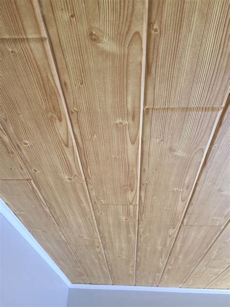 Styrofoam Ceiling Planks To Cover Popcorn Ceiling Pinewood Imitation