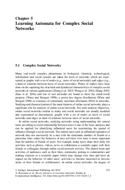 pdf learning automata for complex social networks