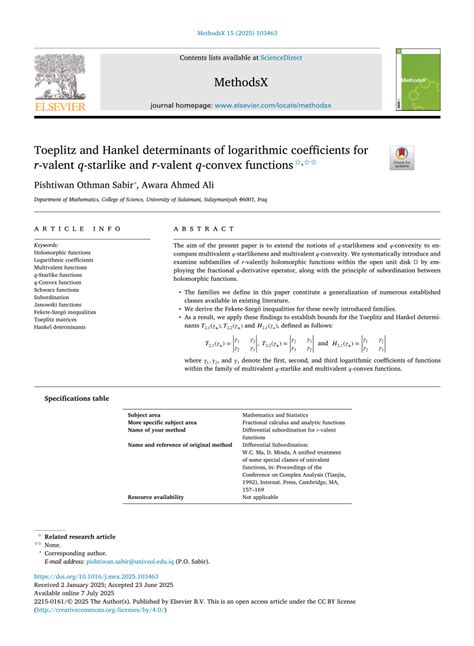 Pdf Toeplitz And Hankel Determinants Of Logarithmic Coefficients For
