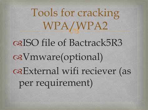 Cracking Wpawpa2 Encrypted Wi Fi Network Using Backtrack Ppt