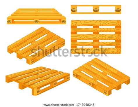 Wooden Pallets Top Front Side Perspective Stock Vector Royalty Free