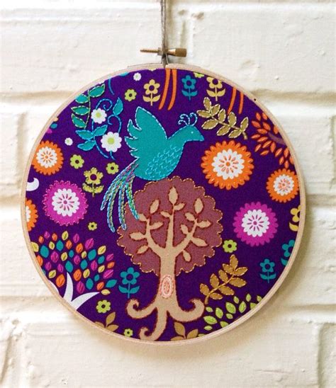 Norwegian Bird In A Tree Hoop Art Scandinavian Decor Nursery Etsy