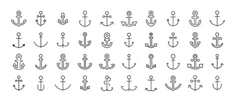 Ship Line 아이콘 번들 그래픽 및 웹 디자인 앱 광고 다양한 카드를 위한 앵커 개요 표지판 구조에 대한 스톡 벡터 아트 및 기타 이미지 Istock