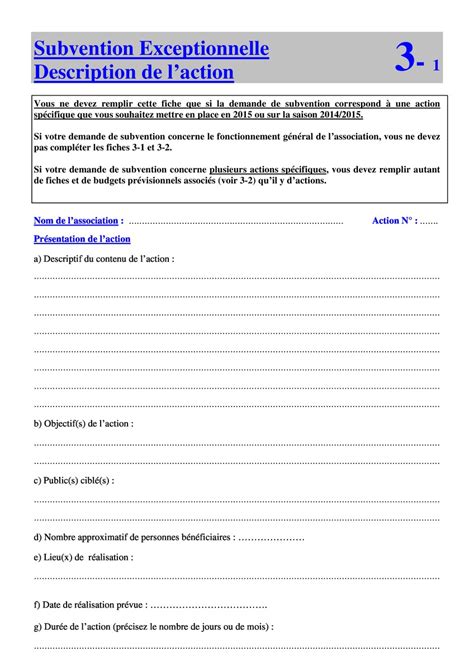 Formulaire De Demande De Subvention Communale