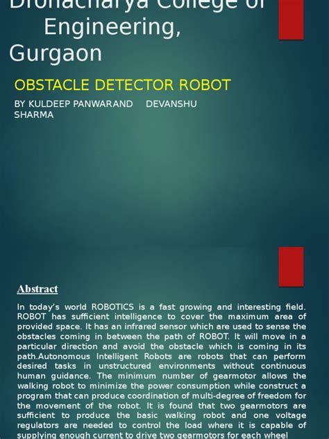 Obstacle Detector Pdf Microcontroller Robot