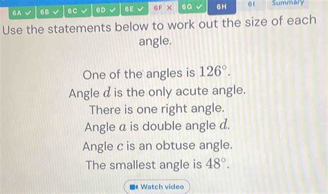 solved 6a 6 b 6c 6d 6 e 6f × 6g 6h 61 summary use the statements below
