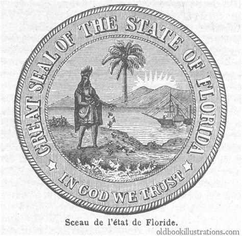 Florida State Seal Old Book Illustrations