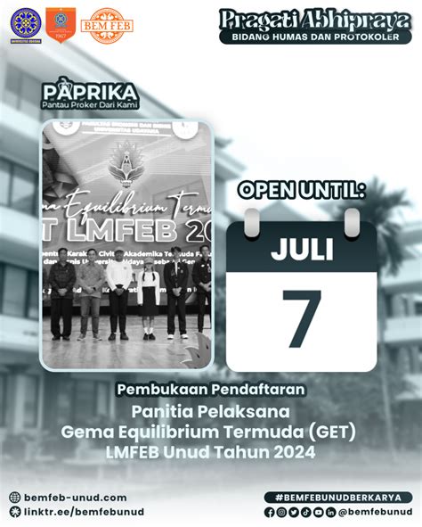 Bem Feb Unud Pembukaan Pendaftaran Panitia Pelaksana Gema Equilibrium Termuda Get Lmfeb Unud