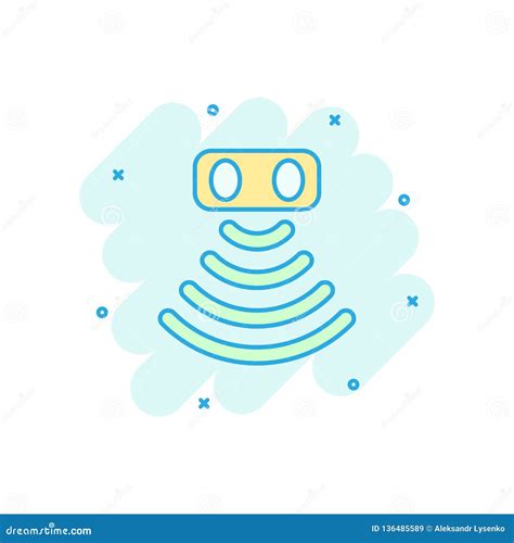 Motion Sensor Icon In Comic Style Sensor Waves Vector Cartoon