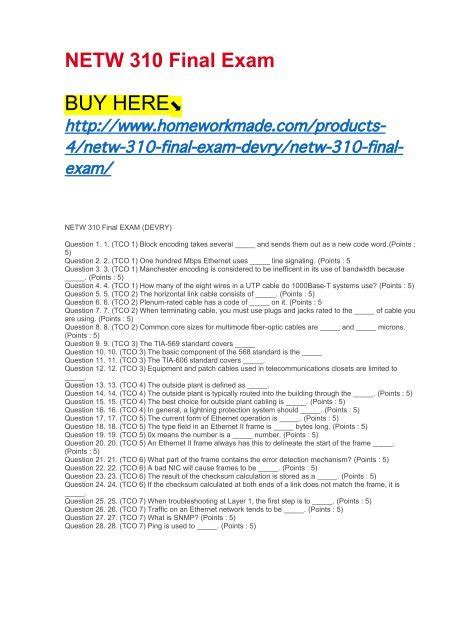 NETW 310 Final Exam