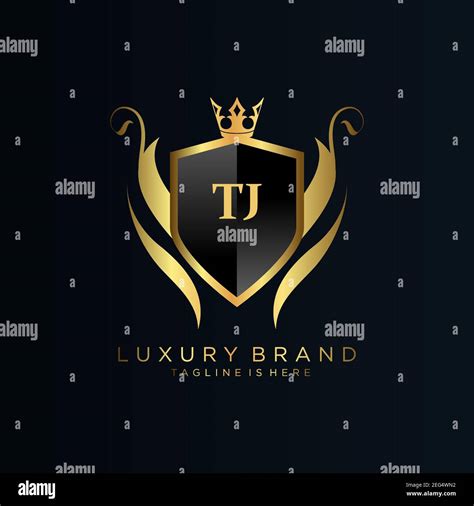Tj Letter Initial With Royal Templateelegant With Crown Logo Vector