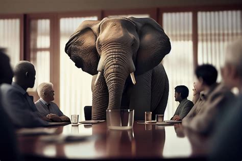 Elefante sentado en una mesa sobre el concepto de reunión ejecutiva de