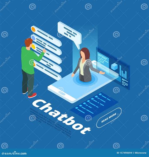 Chatbot Vector Illustration Isometric Online Assistant Concept Stock Vector Illustration Of