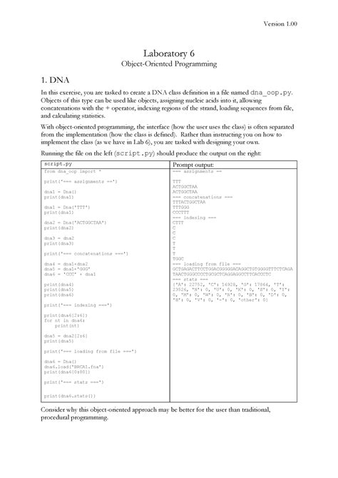Lab 6 Lab Session 6 Version 1 Laboratory 6 Object Oriented