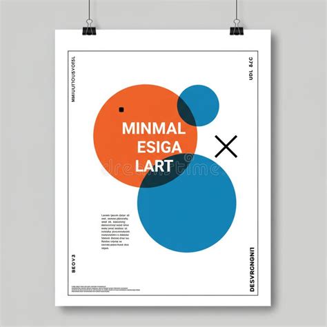 Minimalist Poster With Geometric Design Featuring Overlapping Circles In Orange Blue Stock