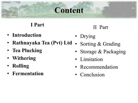 Tea Manufacturing Process Part 1 Pptx