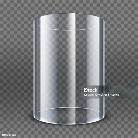 투명한 배경에 고립된 빈 투명 유리 실린더 3d 라운드 쇼케이스 투명 디스플레이 박스 전시 유리 재료에 대한 스톡 벡터 아트 및 기타 이미지 Istock