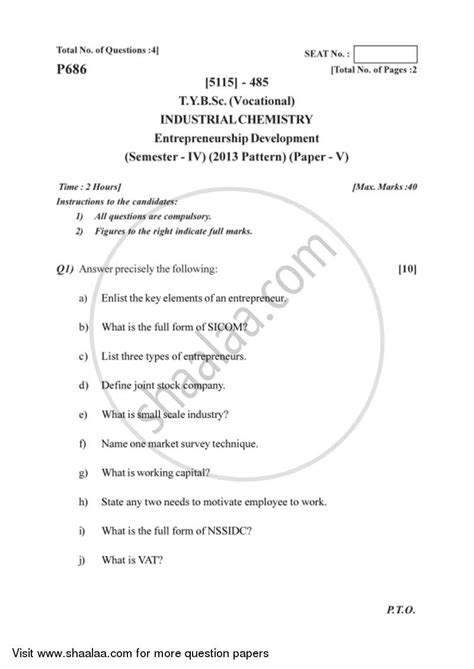 Entrepreneurship Development 2016 2017 Bachelor Of Science Vocational