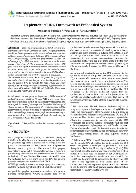 pdf implement rcuda framework on embedded system irjet journal