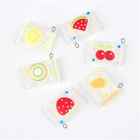 믹스 수지 키위 과일 체리 오렌지 설탕 달콤한 사탕 매력 장식 보석 만들기 수공예 재료 10pcs 1521mm행운 Aliexpress