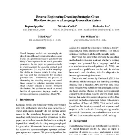 reverse engineering decoding strategies given blackbox access to a