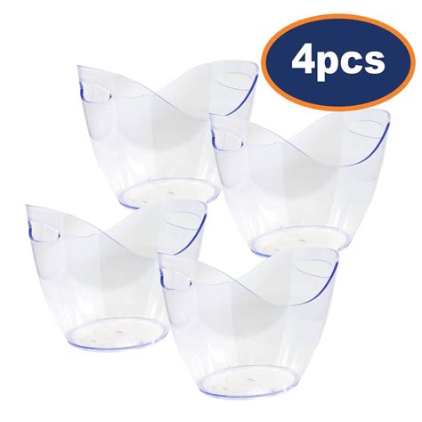 4pcs 3 5l Clear Plastic Ice Bucket
